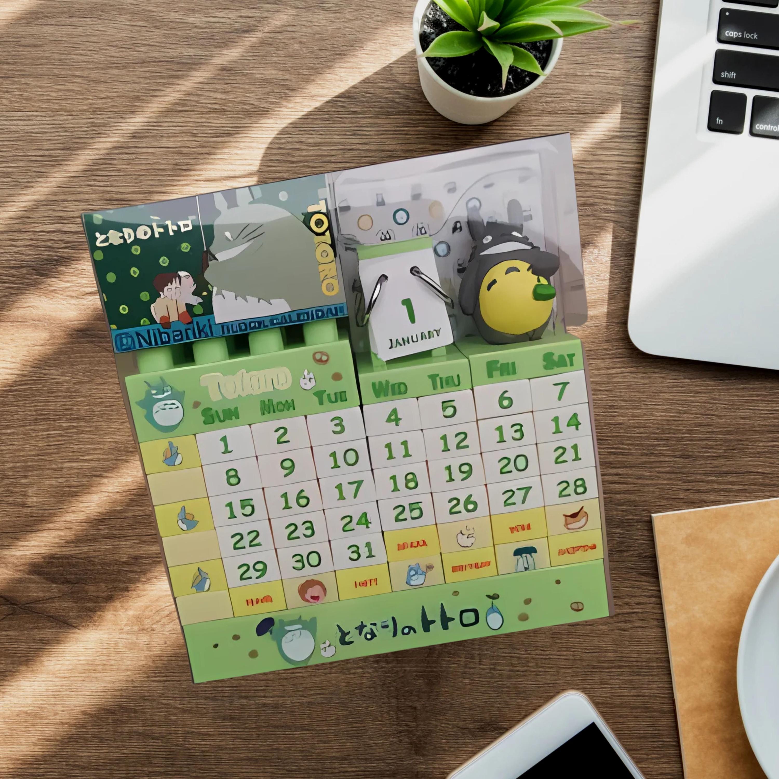 Studio Ghibli Totoro Figure Block Desk Perpetual Calendar, Japan ...