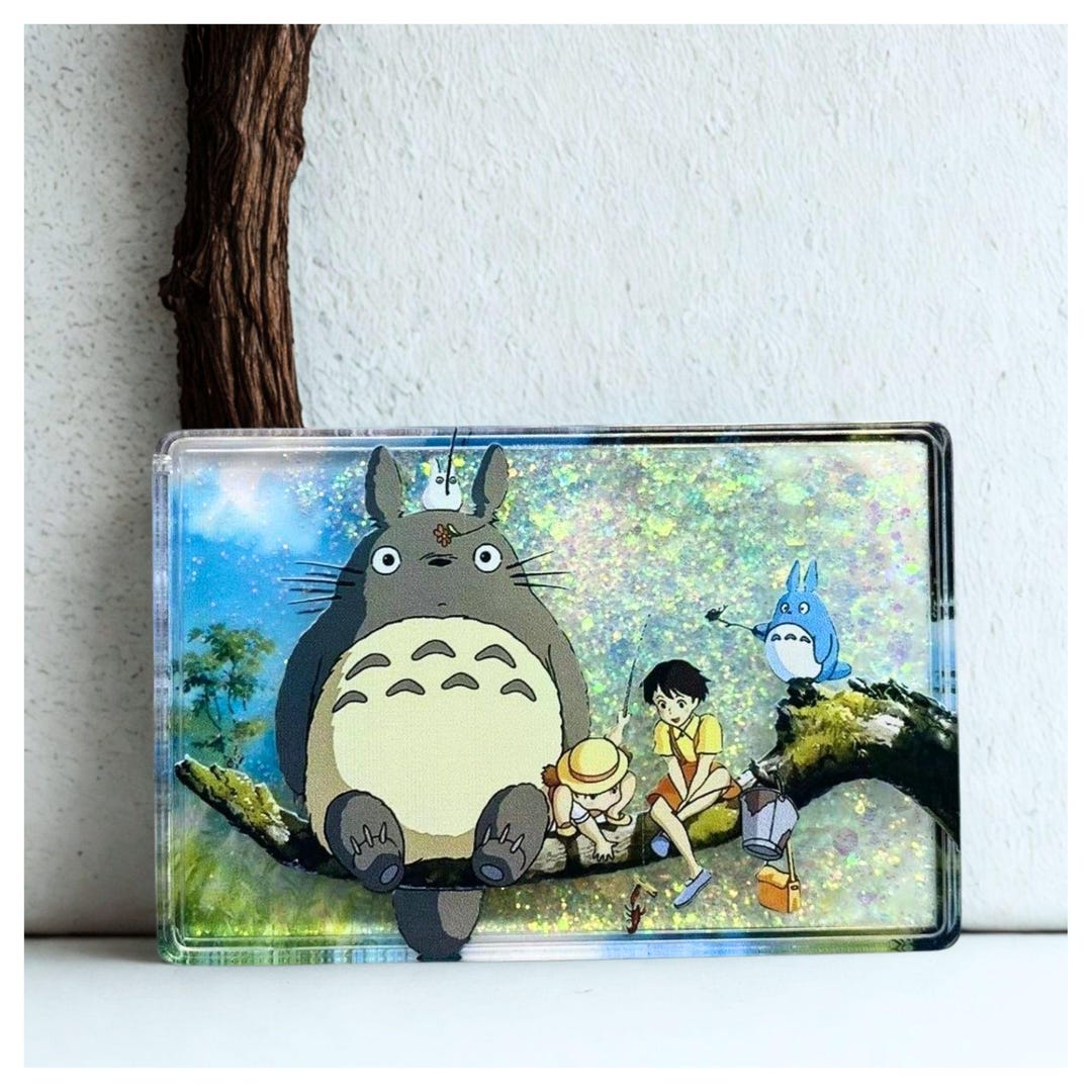 My Neighbor Totoro Inspired Liquid Glitter Clear Card, Flowing Sand ...
