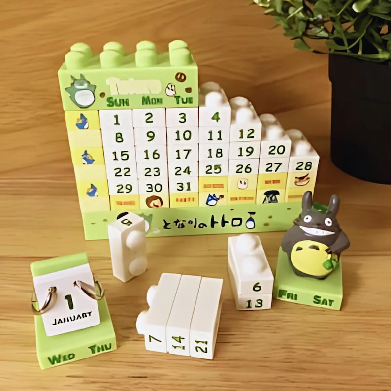 Studio Ghibli Totoro Figure Block Desk Perpetual Calendar, Japan ...