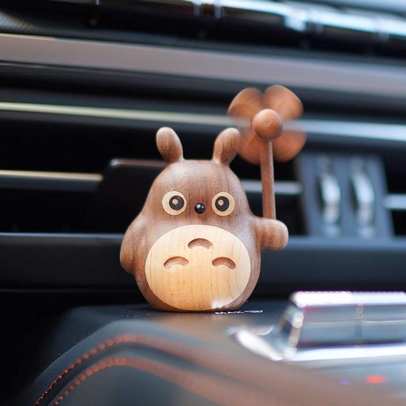 Handcrafted Wooden Totoro Inspired Car Vent Clip, Car Air Freshener ...