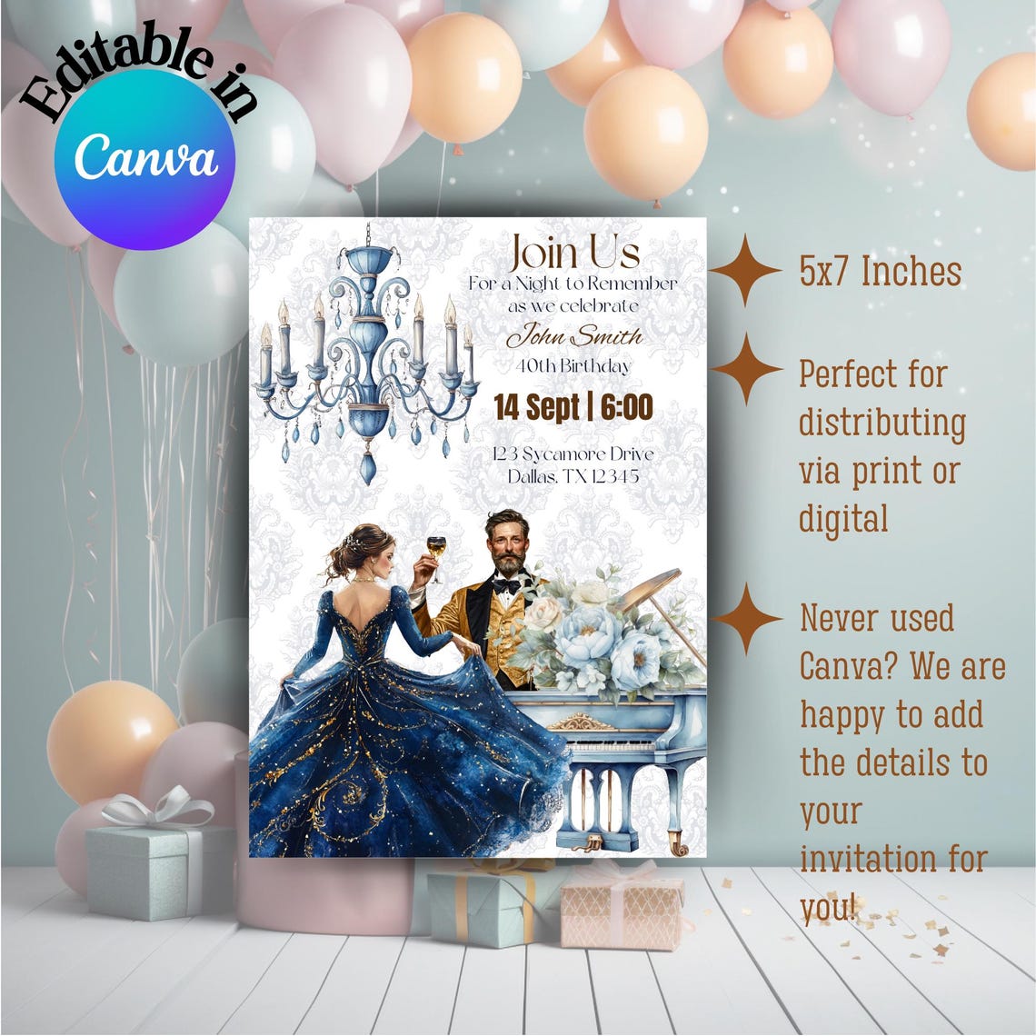 Victorian-themed Birthday Digital Invitation - Etsy