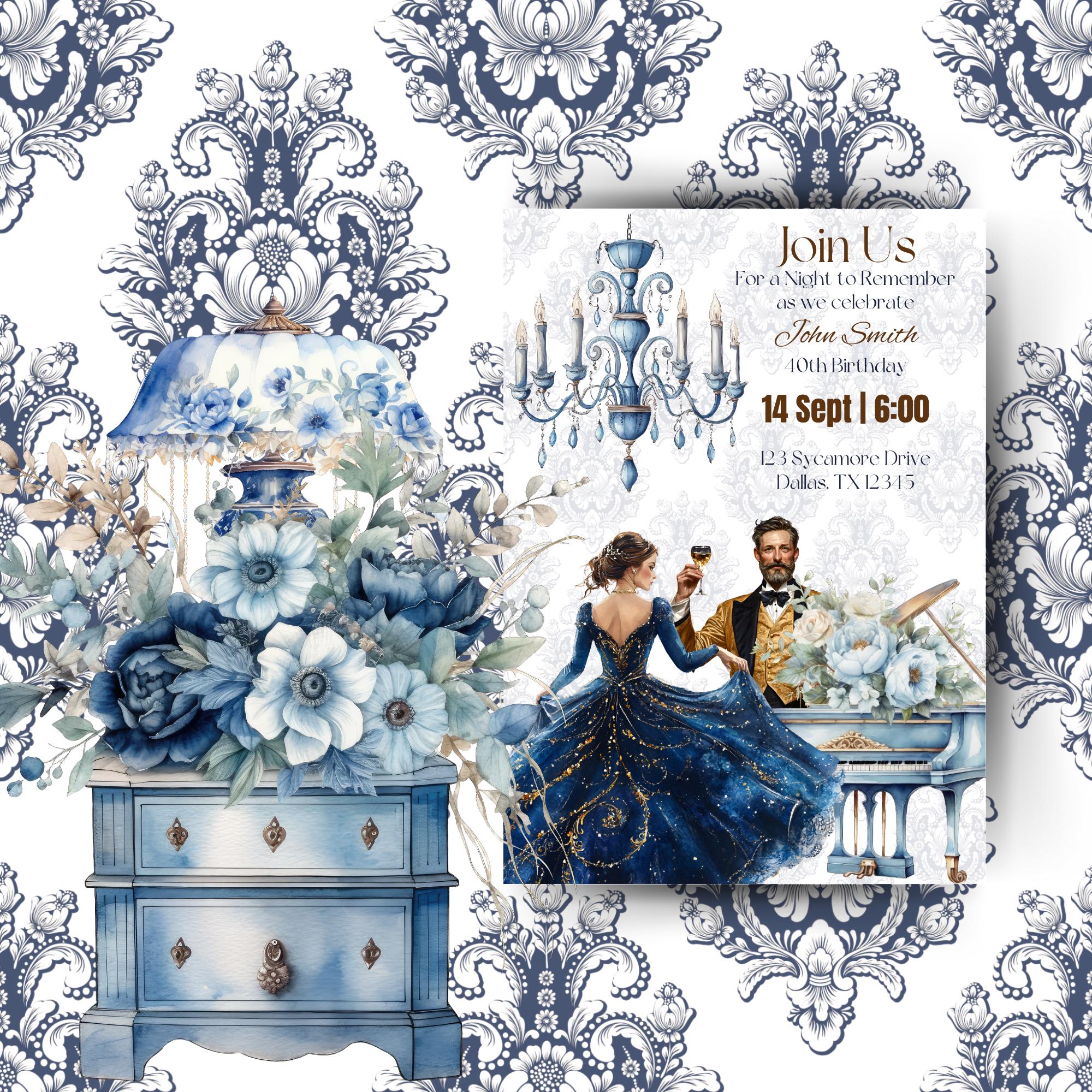 Victorian-themed Birthday Digital Invitation - Etsy