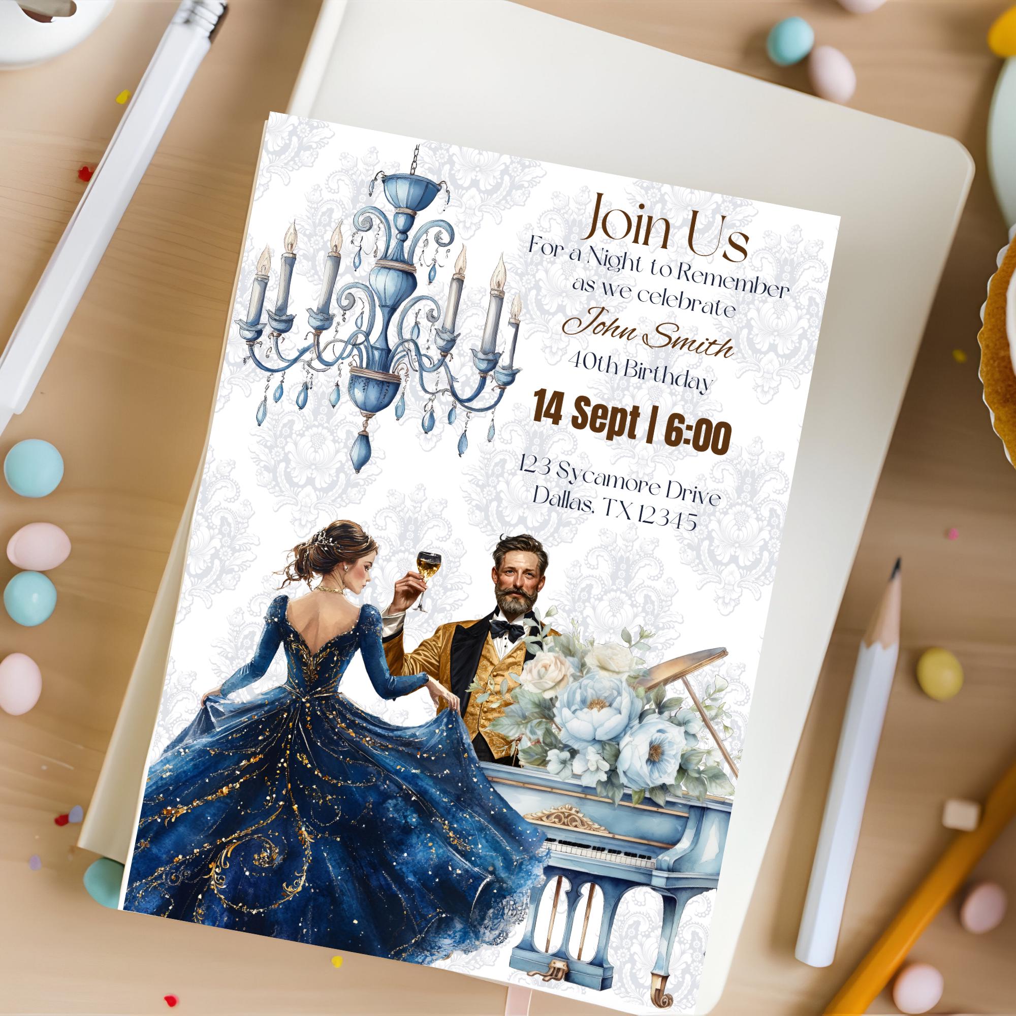 Victorian-themed Birthday Digital Invitation - Etsy