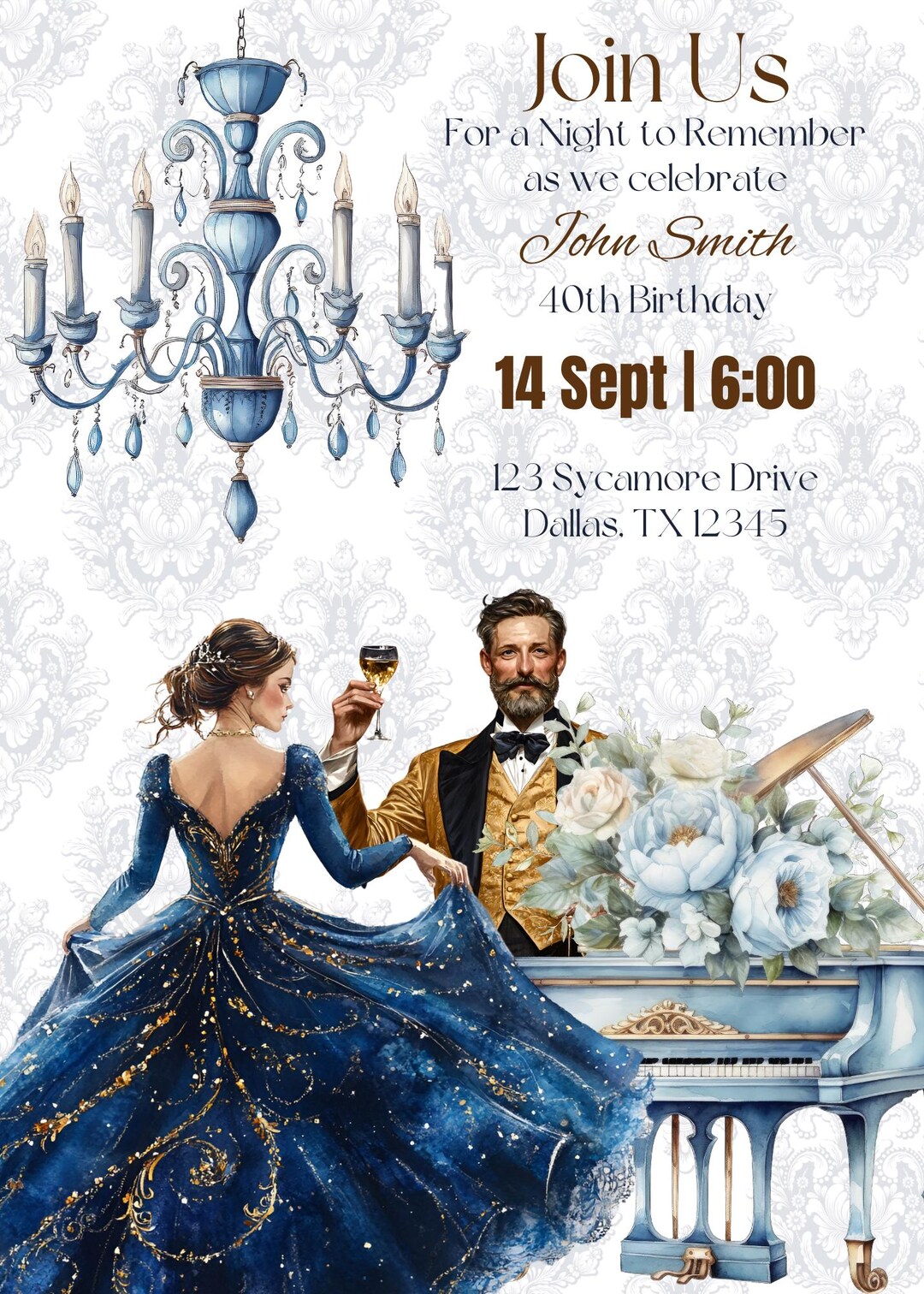 Victorian-themed Birthday Digital Invitation - Etsy