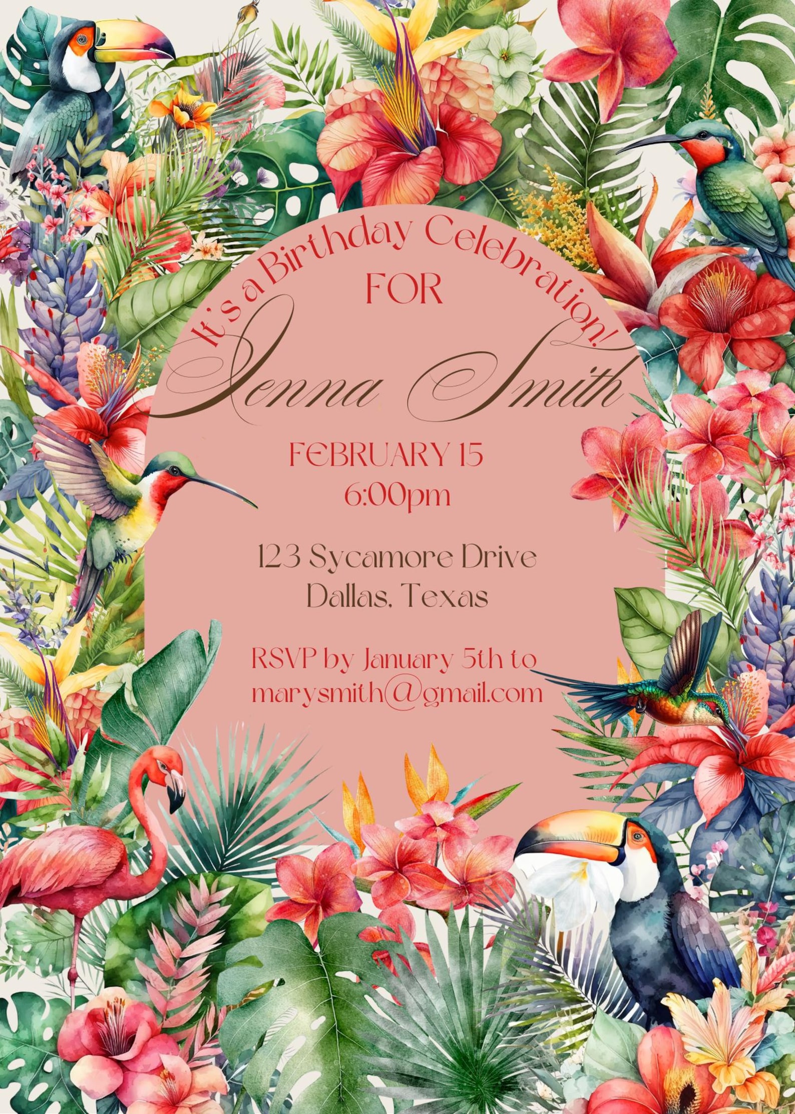 Tropical Themed Digital Birthday Invitation - Etsy