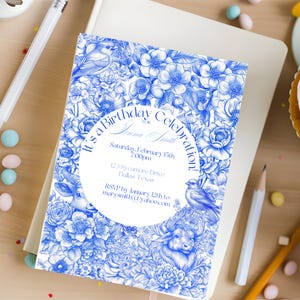 Chinoiserie Digital Birthday Invitation - Etsy