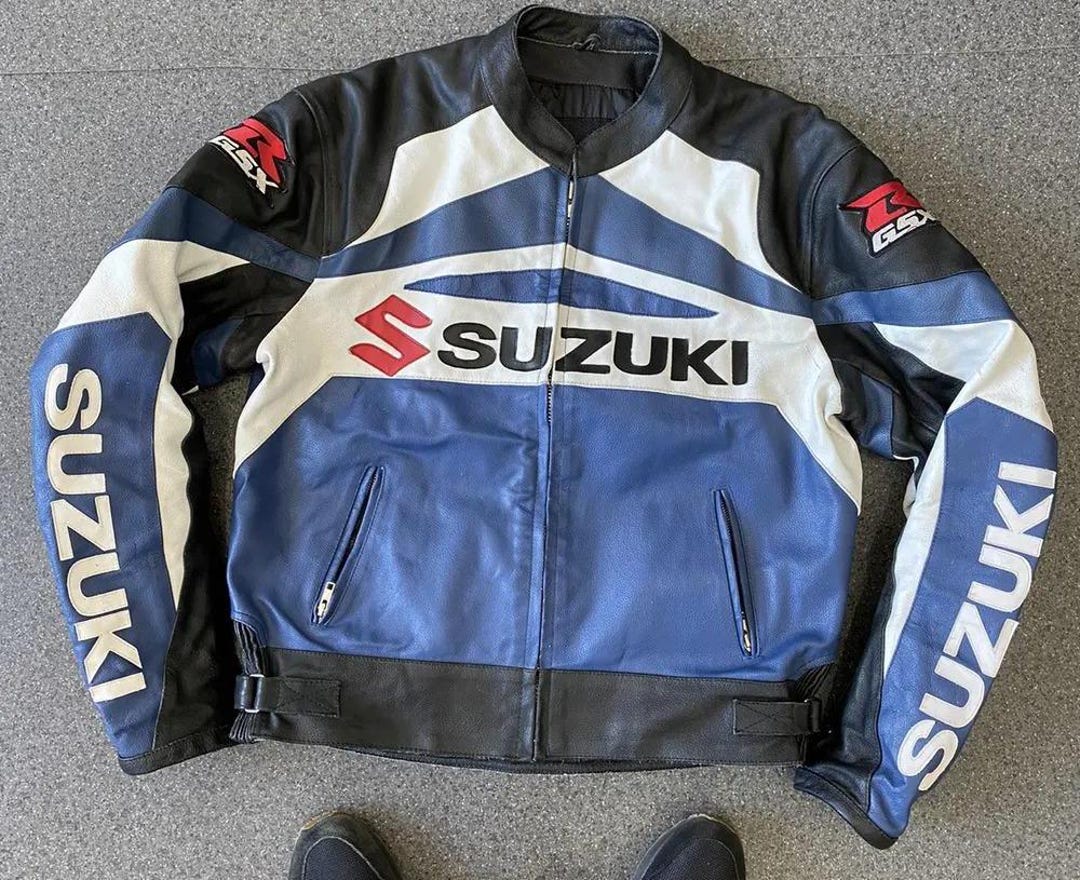 SUZUKI Biker Racing Leather Jacket Handmade SUZUKI R GSX Motorcycle ...