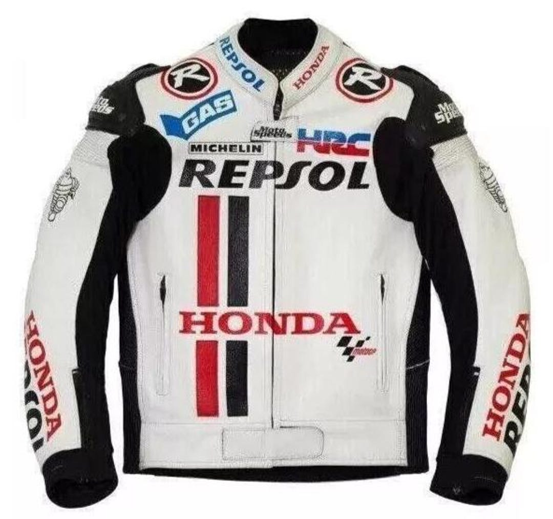 Honda Repsol Biker Racing Leather Jacket Men's Motorcycle Racing ...