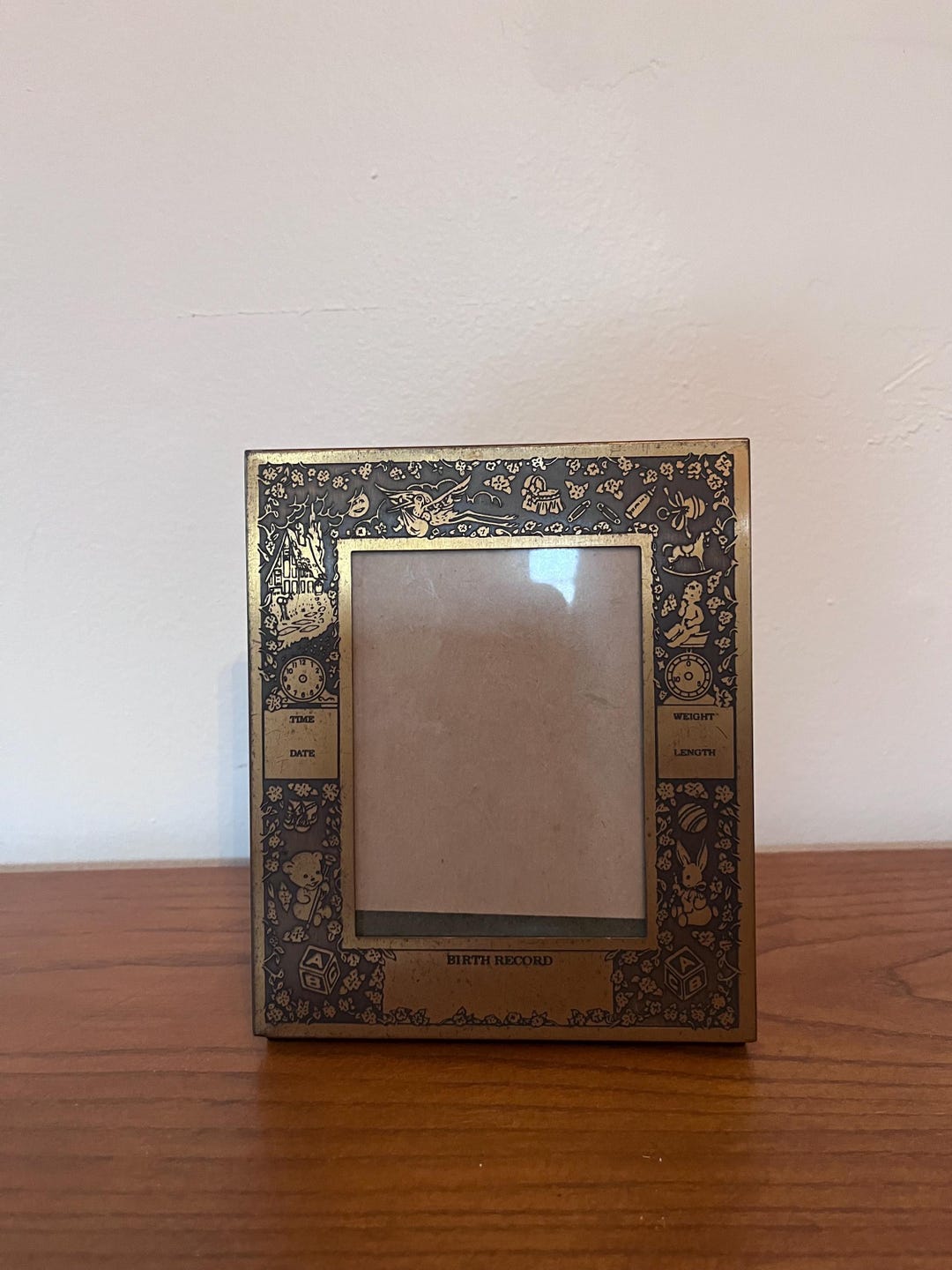 Unique Brass Birth Record Picture Frame - Etsy