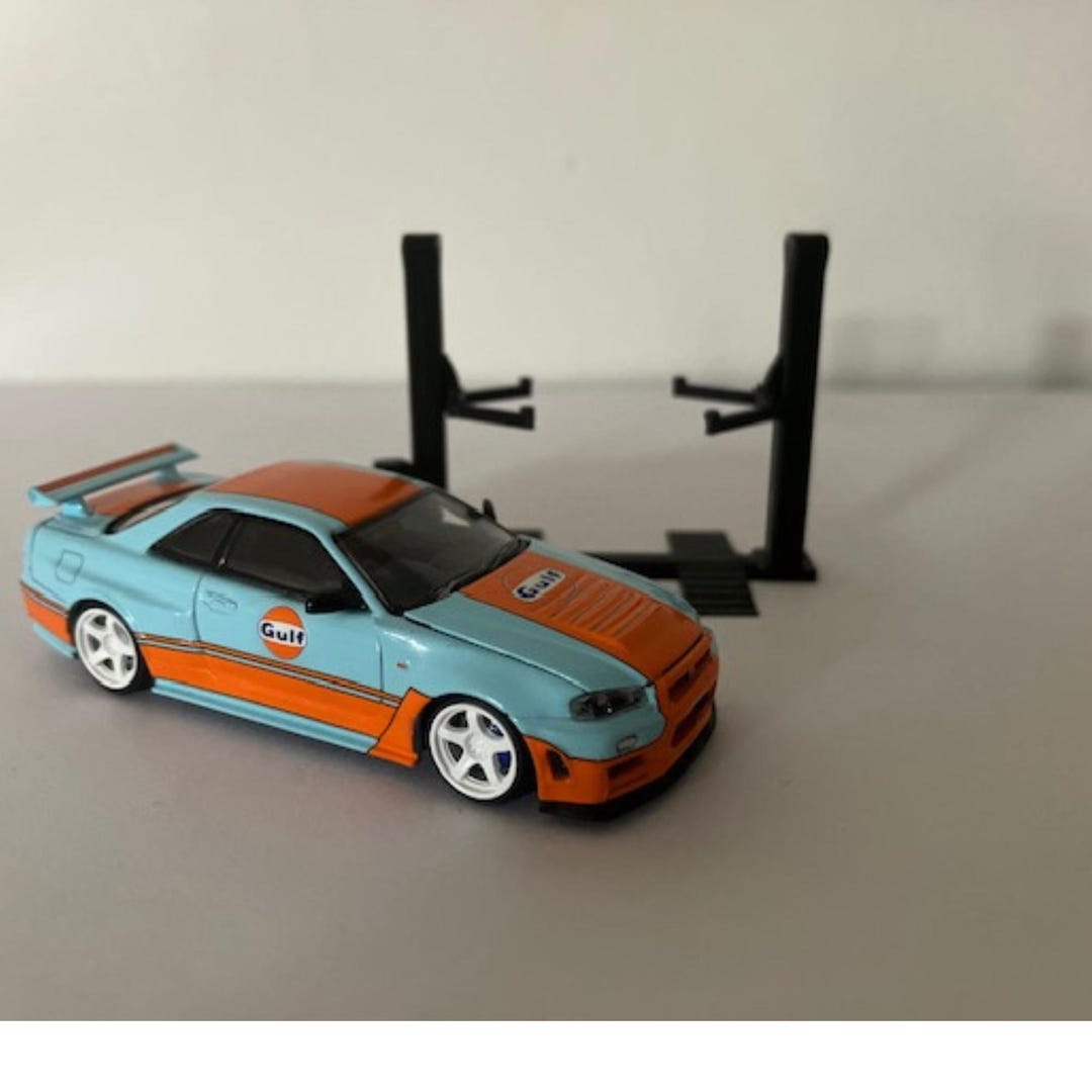 Nissan Skyline R34 GTR Gulf Livery Diecast 1/64 Scale Model Car With ...