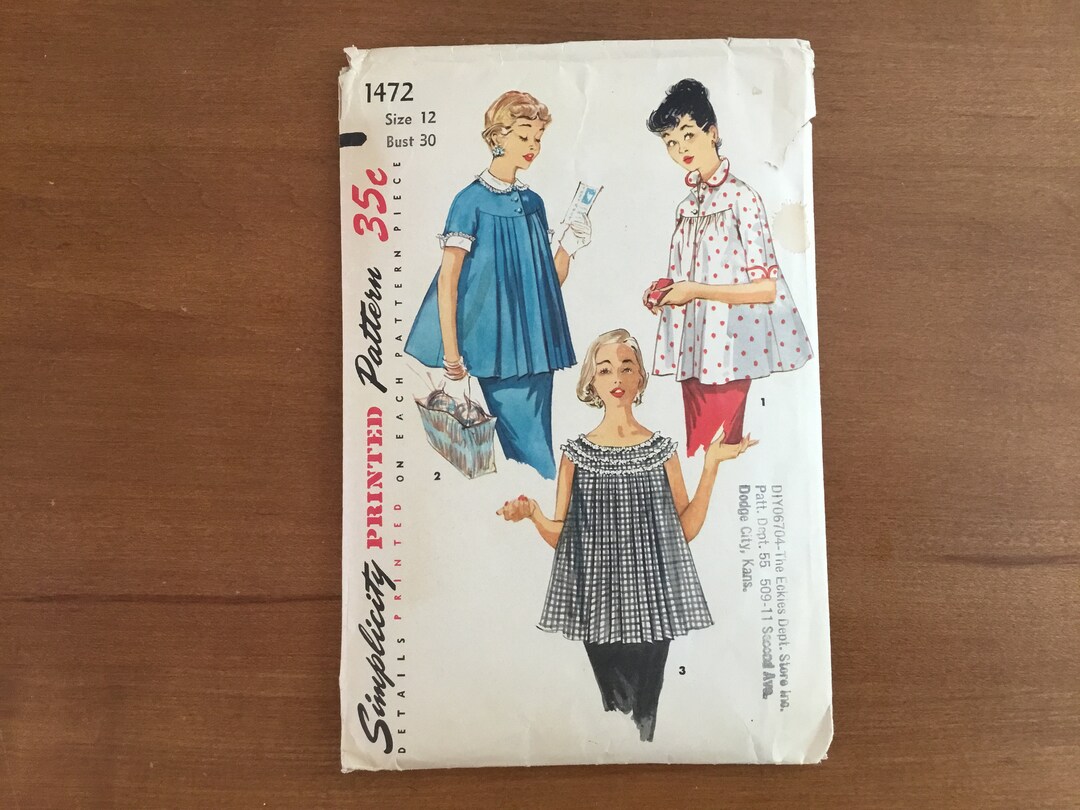 Maternity Top Sewing Pattern 1960's Maternity Top Pattern Simplicity ...