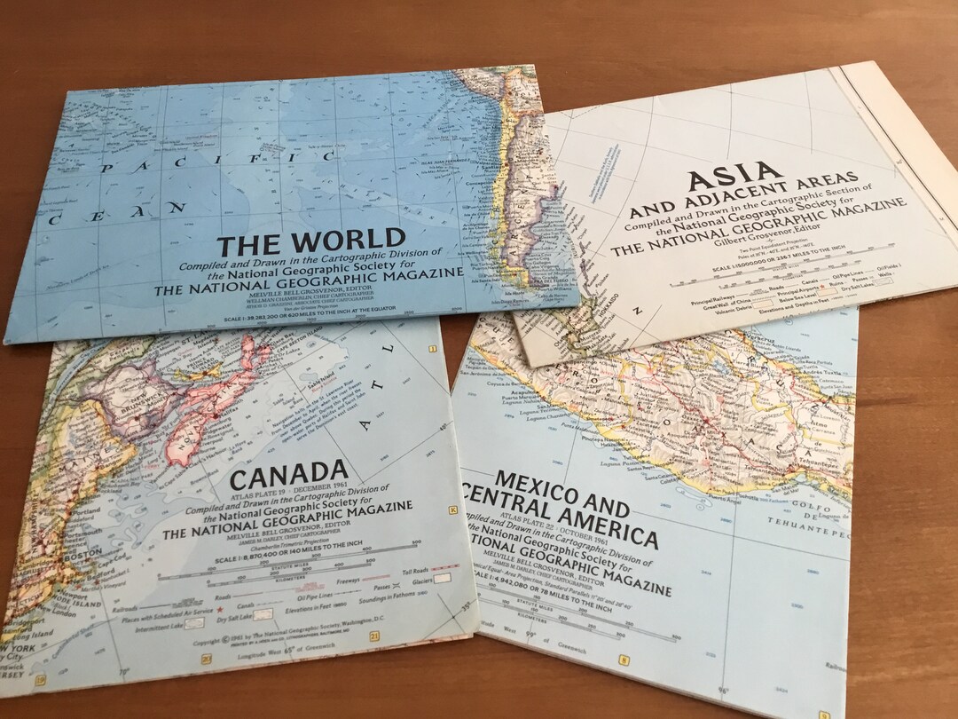 Large Maps World Map Asia Mexico Central America Canada - Etsy