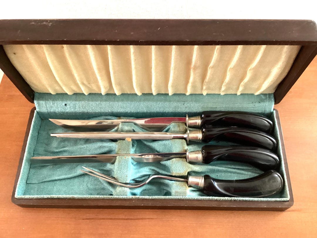 Carving Set Flint Hollow Ground 4 Piece Carving Set in Wooden Box - Etsy