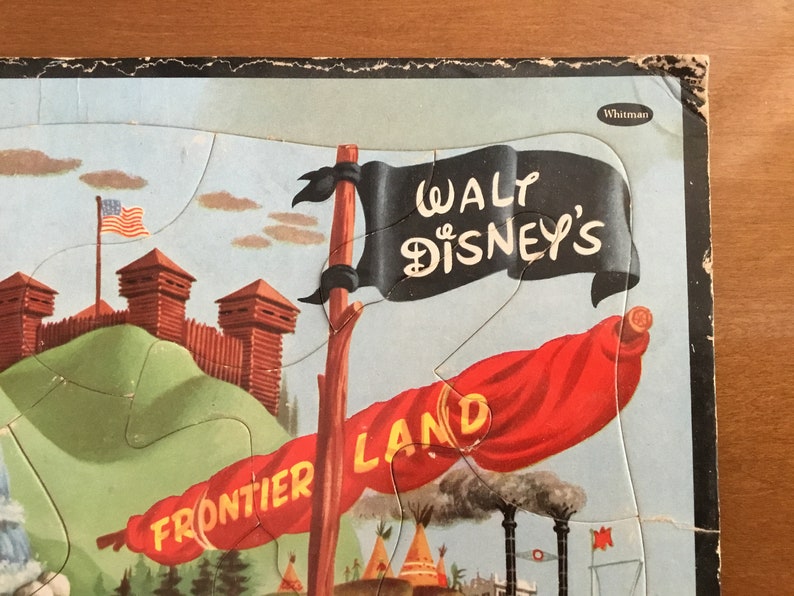 Walt Disney Frontier Land Framed Tray Puzzle 1957 Micky Mouse Donald ...