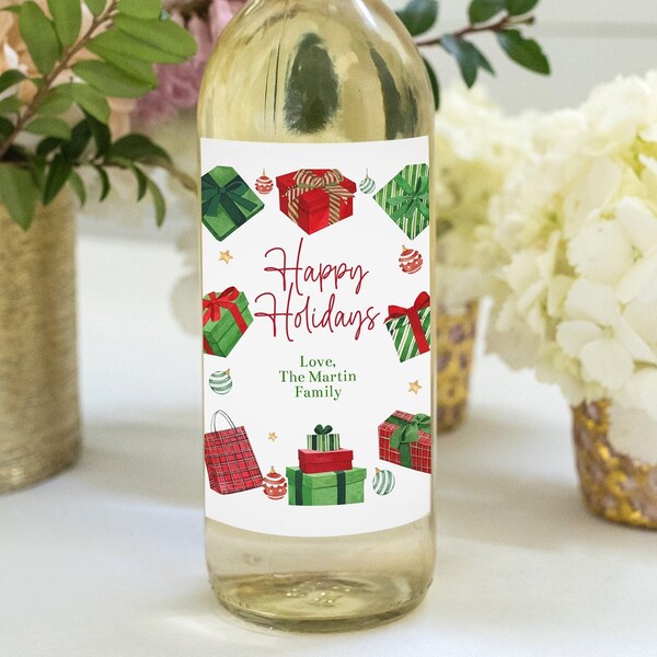 Holiday Wine Labels - Etsy