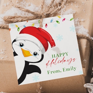 Printable Penguin Christmas Tags Editable Holiday Gift Tags Gift for ...