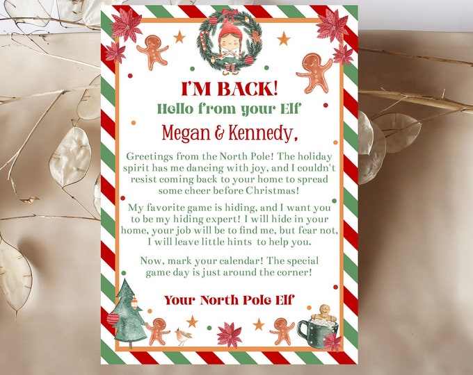 EDITABLE Boy Elf Report Card Printable Green Red Stripes Elf Activity ...