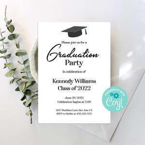 Printable Minimalist Graduation Party Invitation Template - Etsy