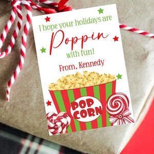 Editable Popcorn Christmas Tag, I Hope Your Holidays Are Poppin With ...