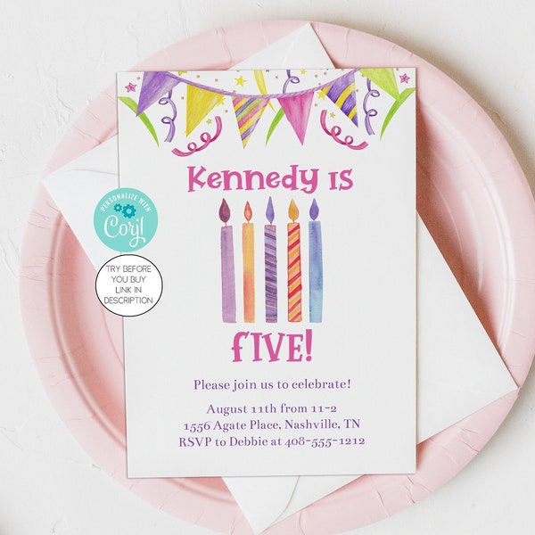 5 Year Birthday Invitations - Etsy