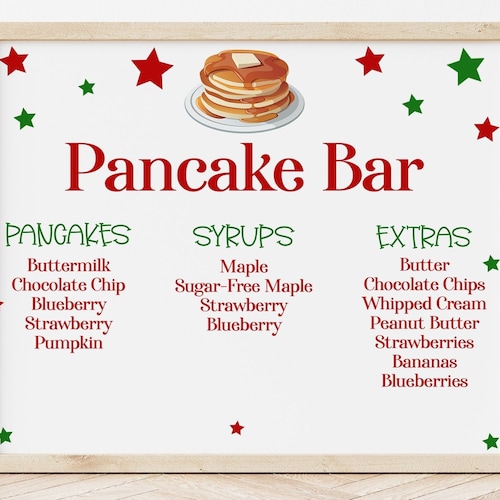 Editable Christmas Pancake Bar Sign Template Christmas Morning - Etsy
