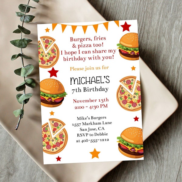 Burgers and Fries Birthday Invitation - Etsy