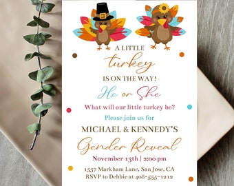 Thanksgiving Gender Reveal Invitation, Thanksgiving Reveal Invitation ...