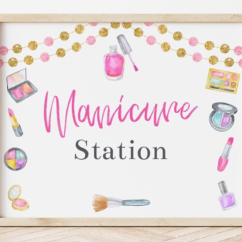 Spa Manicure Birthday Party Sign Girl Makeup Theme Beauty Bar - Etsy