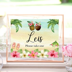 Lei Sign, Luau Party, Luau Favor Sign, Luau Birthday, Luau Party ...