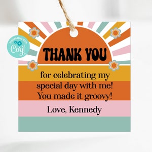 Groovy Favor Tag Template, Hippie Birthday Party, Retro Birthday Party ...