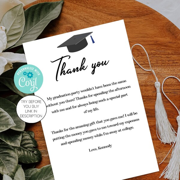 Graduation Thank You Note Minimalist - Etsy