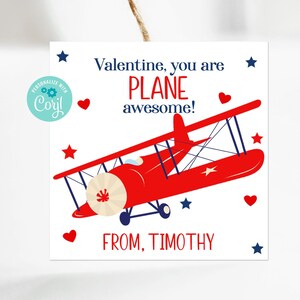 Printable Airplane Valentine Tag for Kids School Valentines, Valentine ...