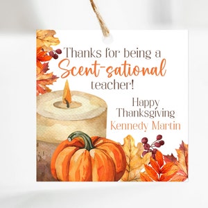 Editable Candle Thanksgiving Tag Template Scentsational Teacher Fall ...