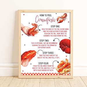 Printable How to Peel Crawfish Sign, Crawfish Boil Party Decorations ...