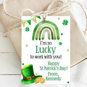 Editable Coworker St Patrick's Day Gift Tag, Printable I'm so Lucky to ...