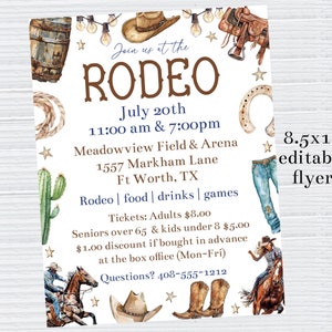 Editable Rodeo Flyer Template, Western Dance or Event, Cowboy or ...