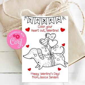 Editable Dog Valentine Coloring Card, Puppy Valentines, Valentine Card ...