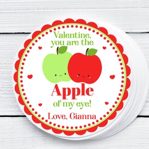 Apple of My Eye Shipped Valentine Tags, Red and Green Apples Tag for ...
