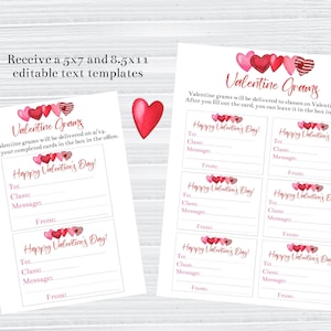 Editable Valentine Gram Template, Valentine's Day Fundraiser for School ...
