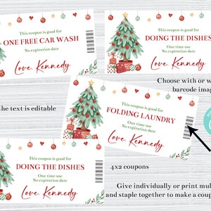 Editable Christmas Coupons Printable Coupon Book Card Templates ...