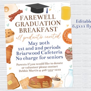 Editable Graduation Breakfast Flyer Template, Seniors Breakfast ...