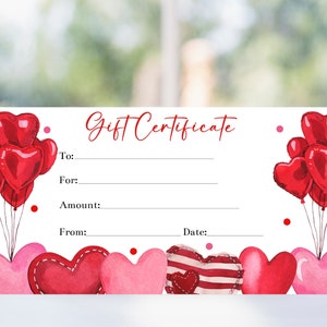 Editable Valentine's Day Gift Certificate Template, Gift Voucher ...