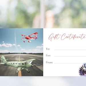 Printable Airplane Flying Lessons Gift Certificate Template, Aviation ...
