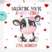 Printable Cow Valentine, Farm Valentine Tag, You're A-moo-zing ...