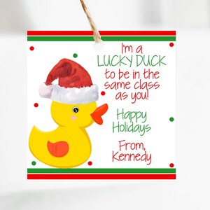 Editable I'm A Lucky Duck to Be in the Same Class as You Tag, Printable ...