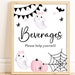 Hey Boo Pink Ghost Beverage Sign Halloween Birthday Party Decorations ...