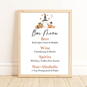 Editable Ghost Bar Menu Sign Halloween Party Decorations Halloween ...