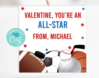 Sports Valentines Printable - Etsy