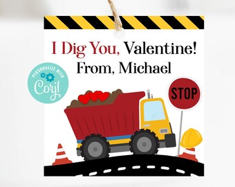 Valentine's Printable Tag Excavator Gift Tag I DIG YOU - Etsy