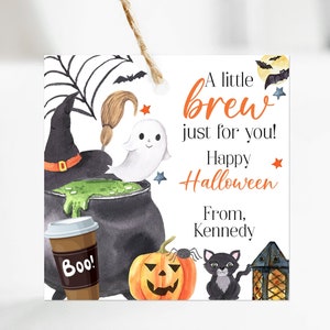 Printable A Little Brew for All You Do Halloween Coffee Tag Fall Gift ...